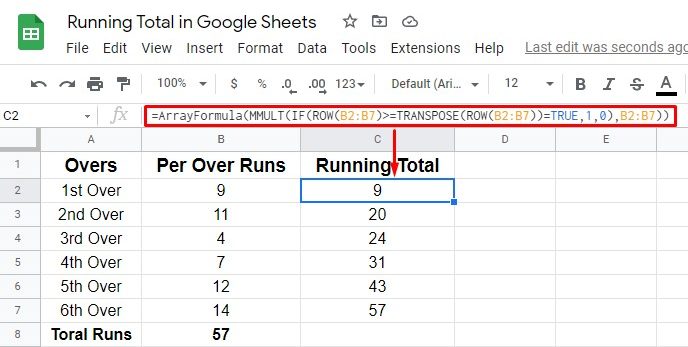 How To Calculate Running Total In Google Sheets